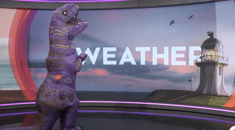 Why was Matty McLean in a dinosaur suit on Breakfast? | The Spinoff