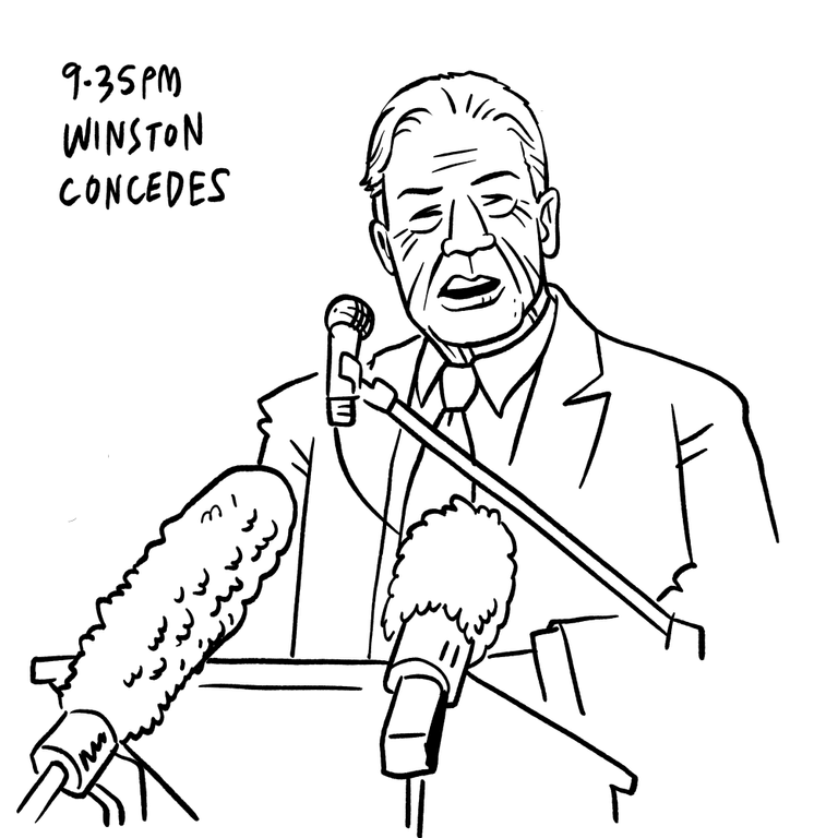 Election night in 10 drawings | The Spinoff