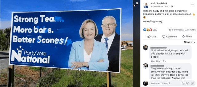 Solved: The mystery of Nick Smith’s ‘jam and scones’ election billboard ...