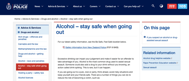 Police alcohol advice amounts to victim blaming, say critics | The Spinoff