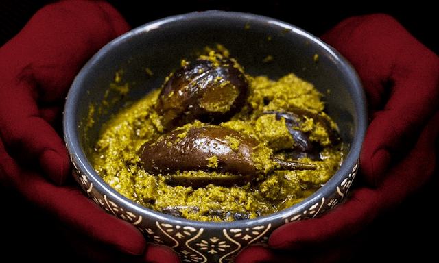 Recipe: Ravaiya, Indian baby eggplants in a coriander-coconut chutney ...
