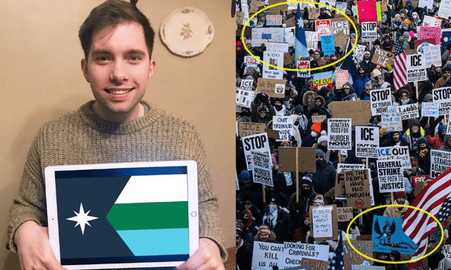 How NZ’s own laser kiwi influenced this viral anti-Ice flag in ...